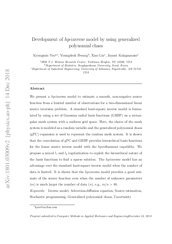(PDF) Development of hp-inverse model by using generalized polynomial chaos | Jayant Kalagnanam ...