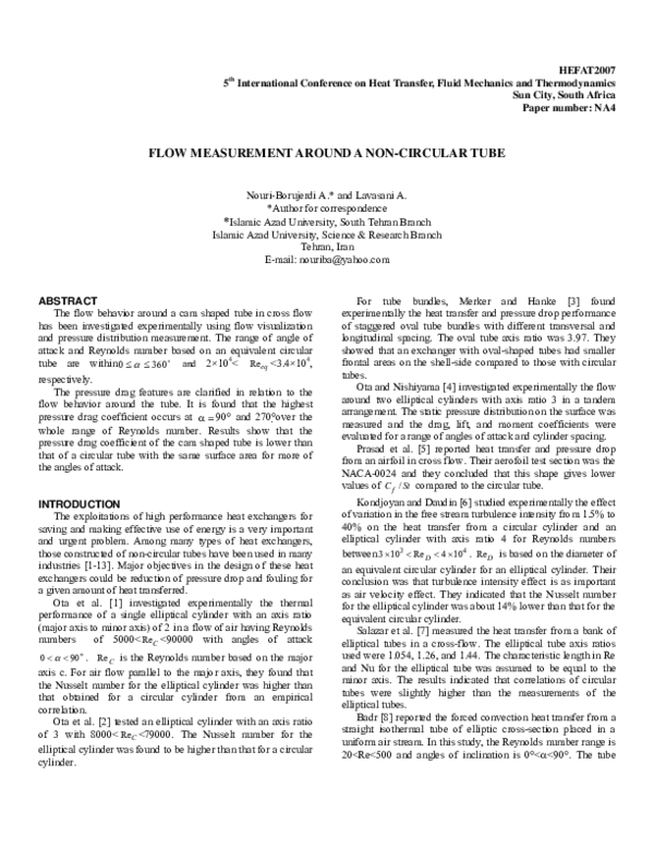 (PDF) Flow measurement around a non-circular tube