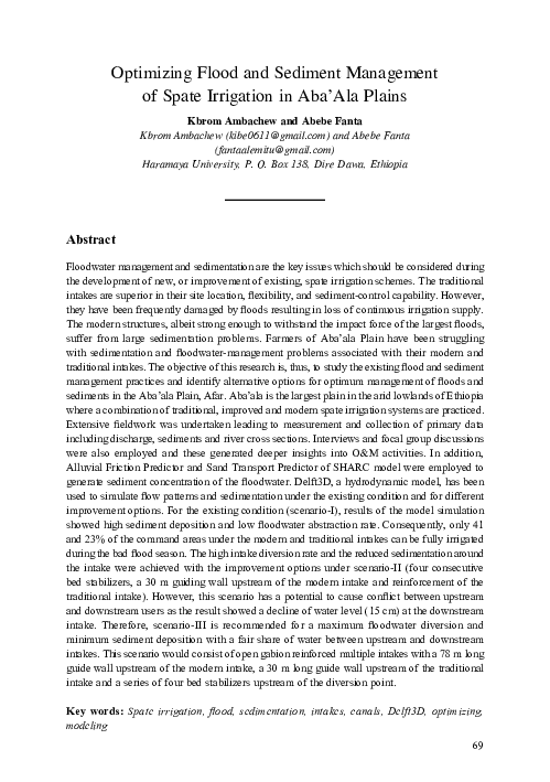 (PDF) Optimizing Flood and Sediment Management of Spate Irrigation in ...