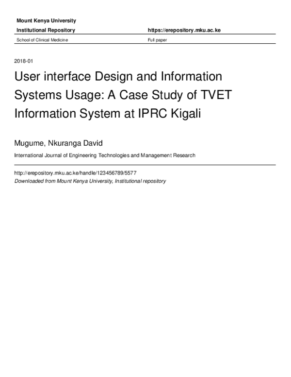 (PDF) User Interface Design and Information Systems Usage: A Case Study ...