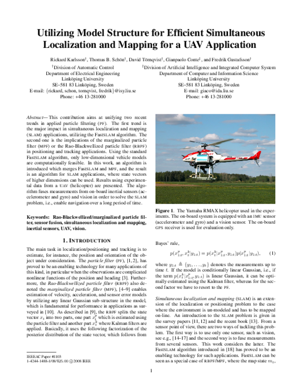 (PDF) Utilizing Model Structure for Efficient Simultaneous Localization and Mapping for a UAV ...