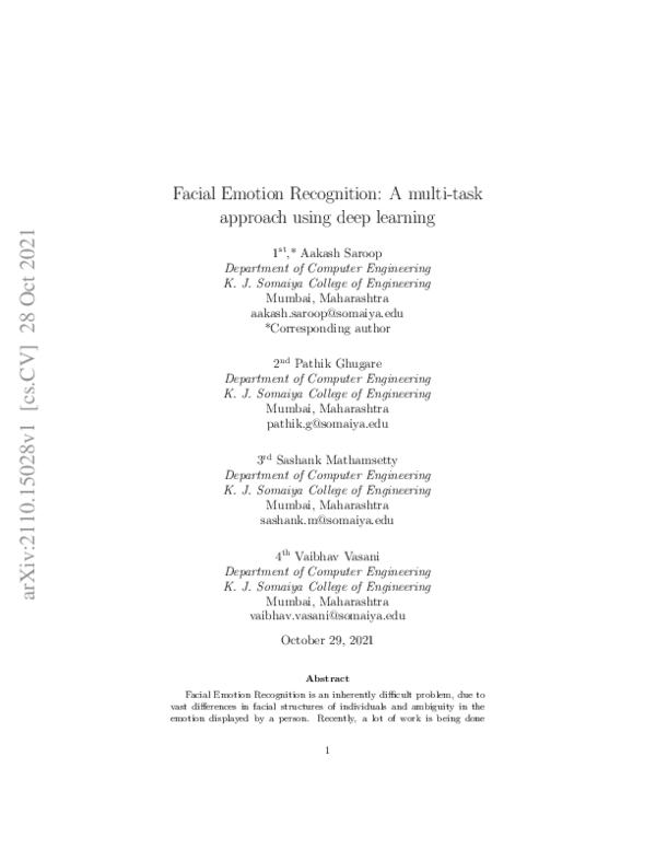 (PDF) Facial Emotion Recognition: A multi-task approach using deep ...