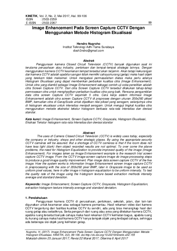 (PDF) Image Enhancement Pada Screen Capture CCTV Dengan Menggunakan ...