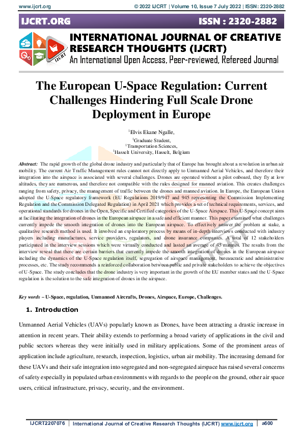 (PDF) The European U-Space Regulation: Current Challenges Hindering ...