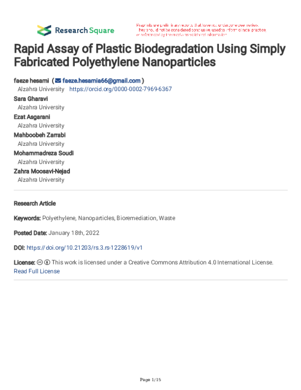 (PDF) Rapid Assay of Plastic Biodegradation Using Simply Fabricated ...
