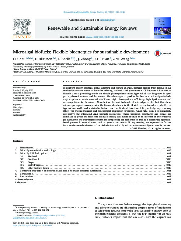 (PDF) Microalgal biofuels: Flexible bioenergies for sustainable ...