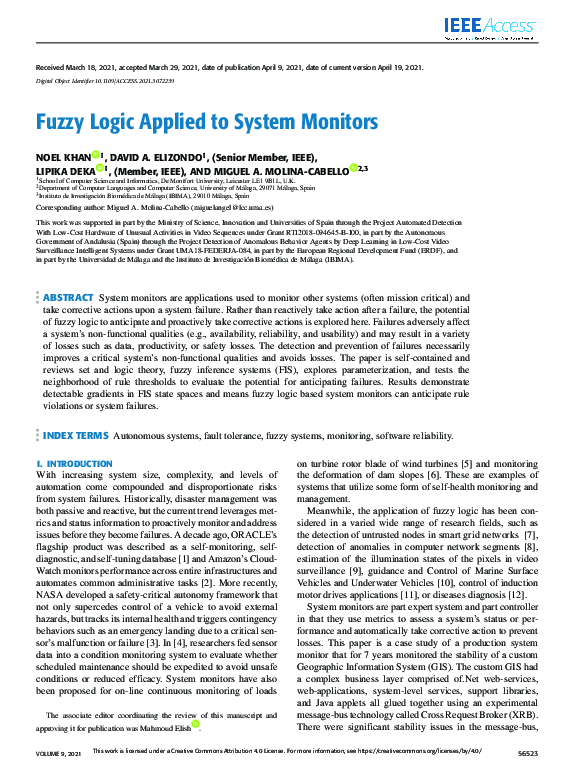 (PDF) Fuzzy Logic Applied to System Monitors