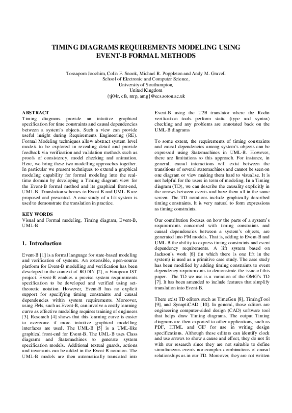 Pdf Timing Diagrams Requirements Modeling Using Event B Formal Methods