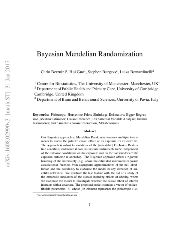 (PDF) Bayesian Mendelian Randomization