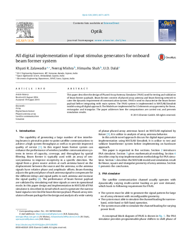 (PDF) All Digital Implementation of Input stimulus generators for onboard Beam Former System