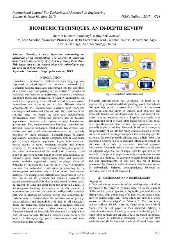 (PDF) Biometric Techniques: An In-Depth Review