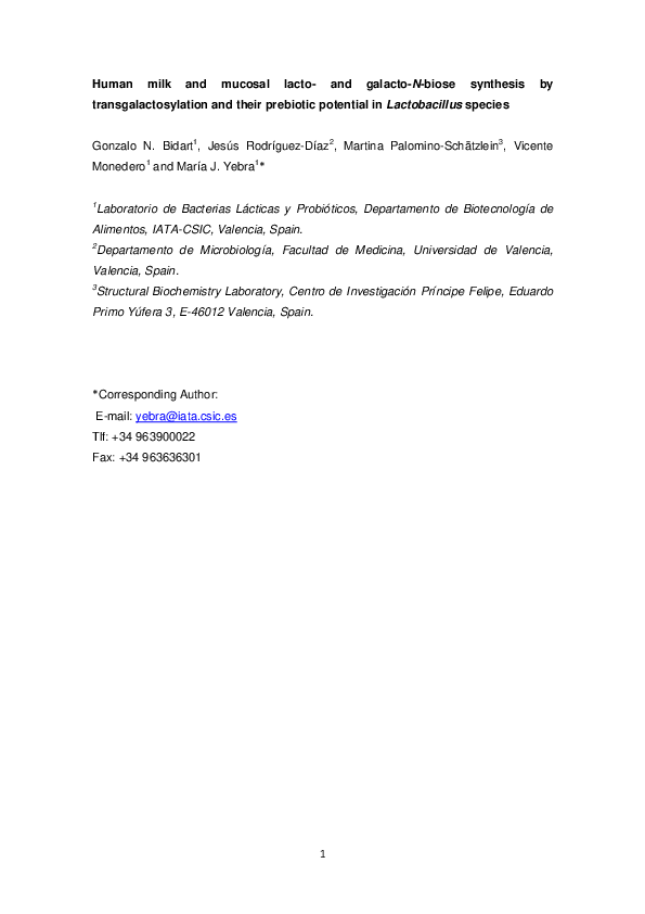 (PDF) Human milk and mucosal lacto- and galacto-N-biose synthesis by ...
