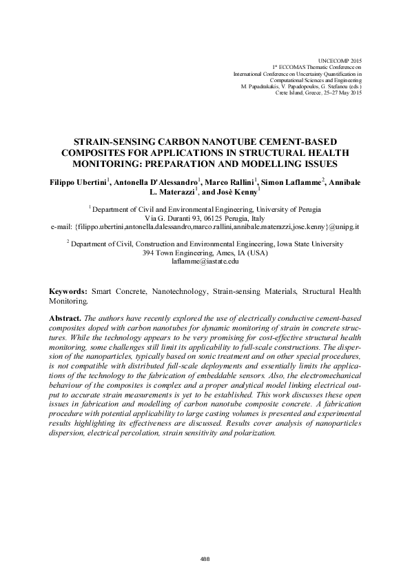 Pdf Strain Sensing Carbon Nanotube Cement Based Composites For Applications In Structural