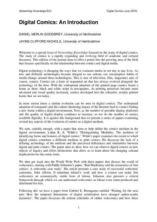 (PDF) Digital Comics: An Introduction