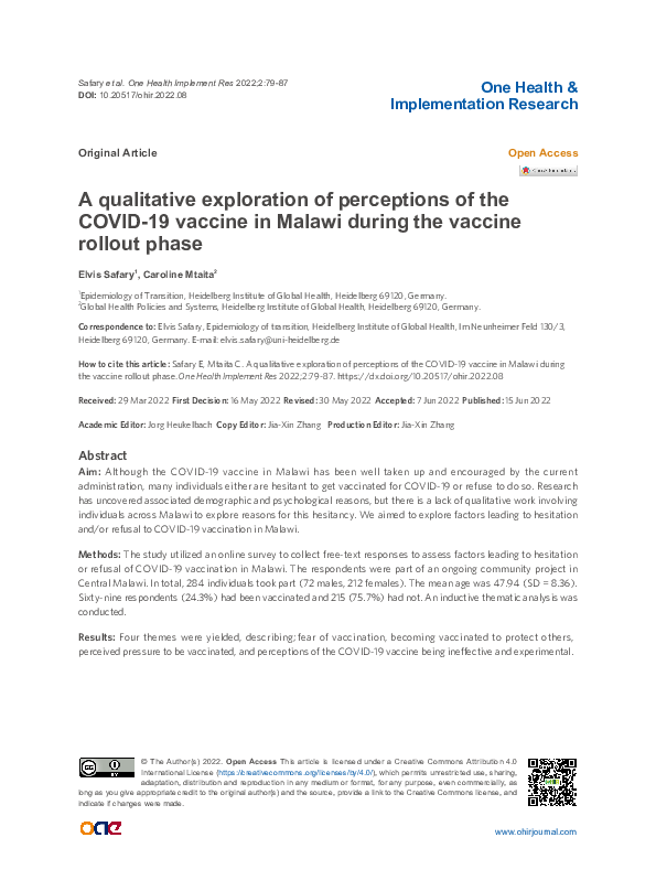(PDF) A qualitative exploration of perceptions of the COVID-19 vaccine ...