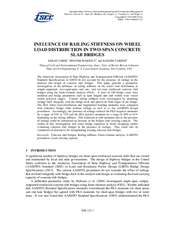 (PDF) Influence of Railing Stiffness on Wheel Load Distribution in Two ...