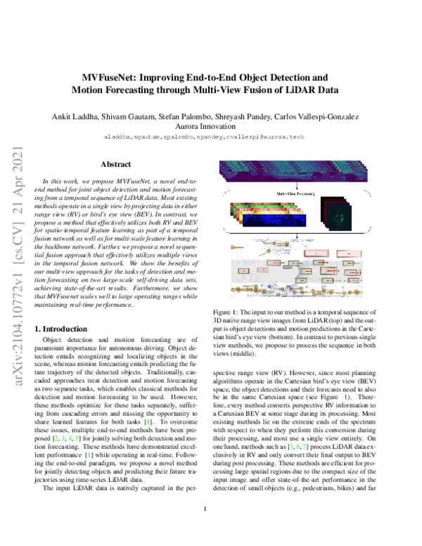 Pdf Mvfusenet Improving End To End Object Detection And Motion