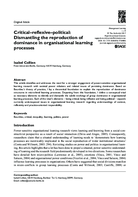 (PDF) Critical–reflexive–political: Dismantling the reproduction of ...