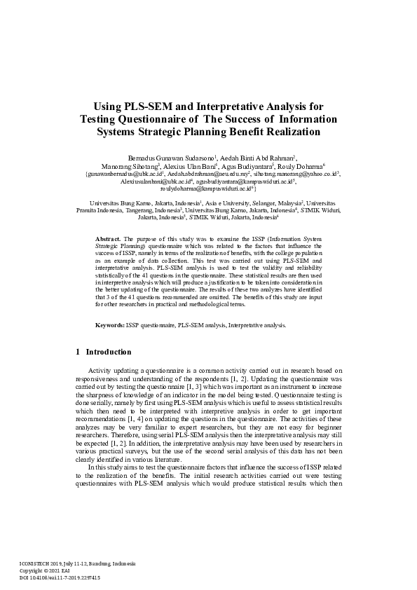Pdf Using Pls Sem And Interpretative Analysis For Testing Questionnaire Of The Success Of