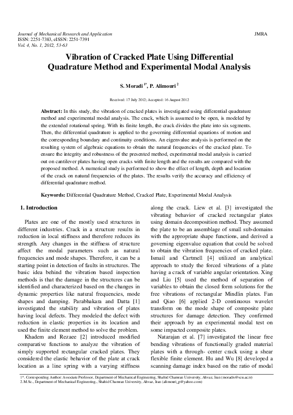 (PDF) Vibration of Cracked Plate Using Differential Quadrature Method ...