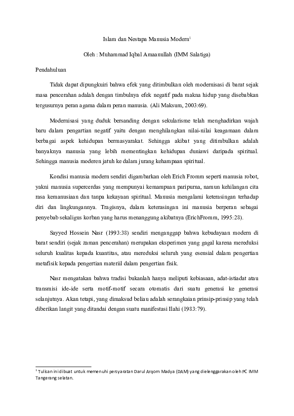 (DOC) Islam dan Nestapa Manusia Modern