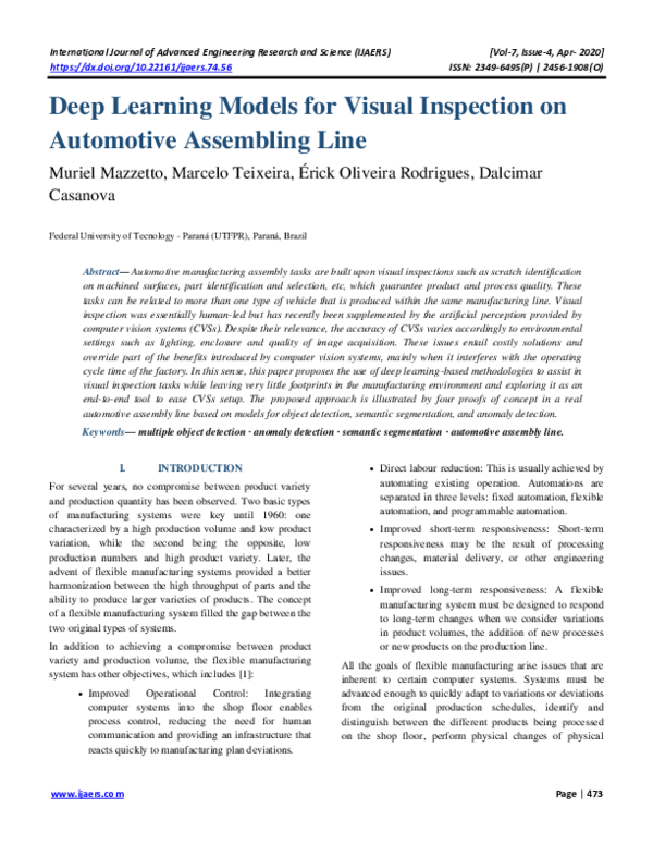 (PDF) Deep Learning Models for Visual Inspection on Automotive ...