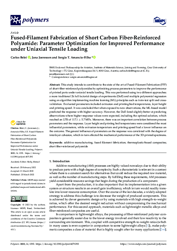(PDF) Fused-Filament Fabrication of Short Carbon Fiber-Reinforced Polyamide: Parameter ...