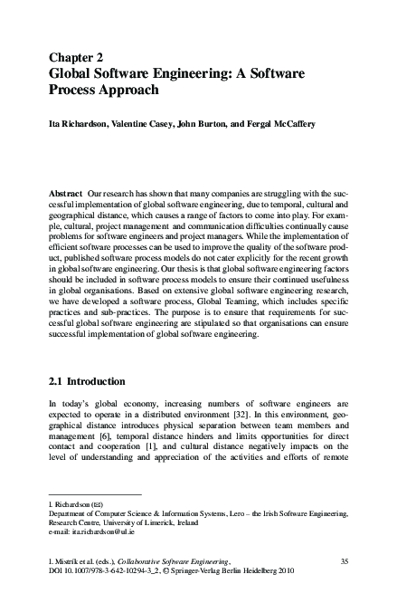 (PDF) Global Software Engineering: A Software Process Approach ...