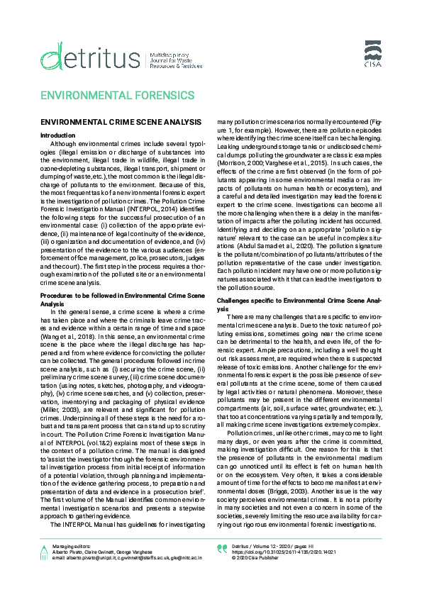 (PDF) Environmental Forensics