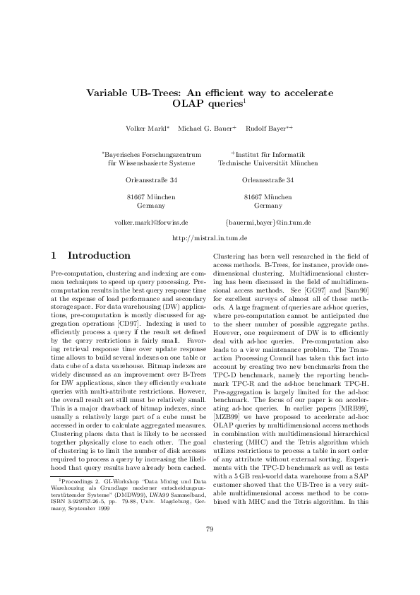 Pdf Variable Ub Trees An Efficient Way To Accelerate Olap Queries