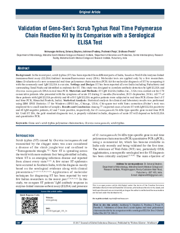 (PDF) Validation of Geno-Sen's scrub typhus real time polymerase chain ...
