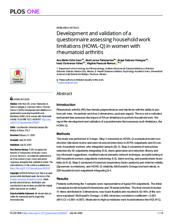 (PDF) Development and validation of a questionnaire assessing household ...