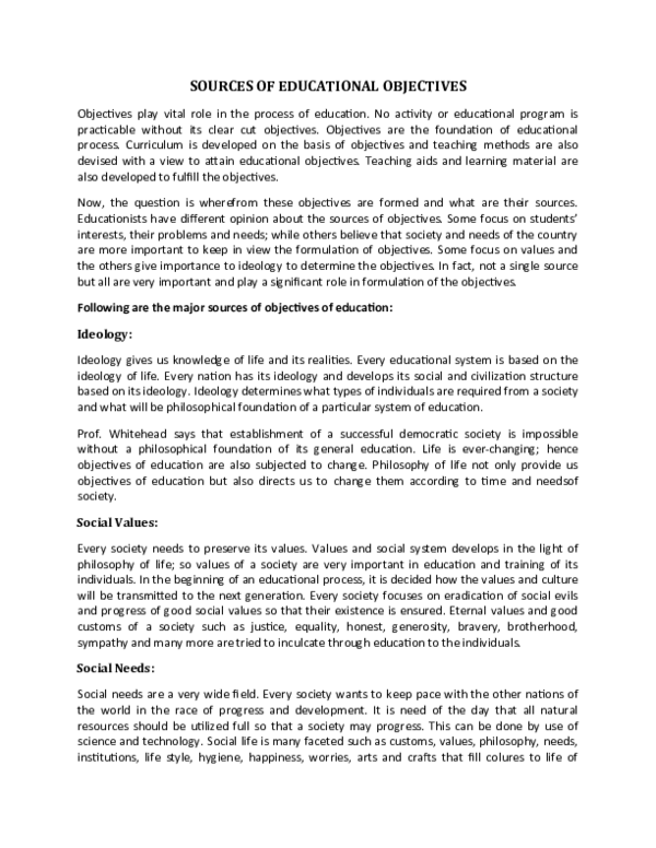 (DOC) SOURCES OF EDUCATIONAL OBJECTIVES