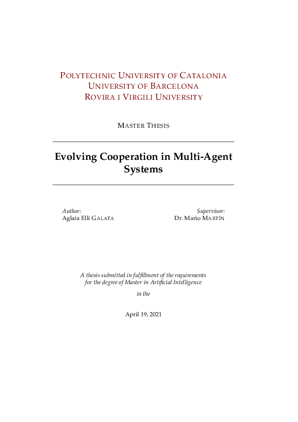 (PDF) Evolving Cooperation in Multi-Agent Systems | Elli Galata - Academia.edu