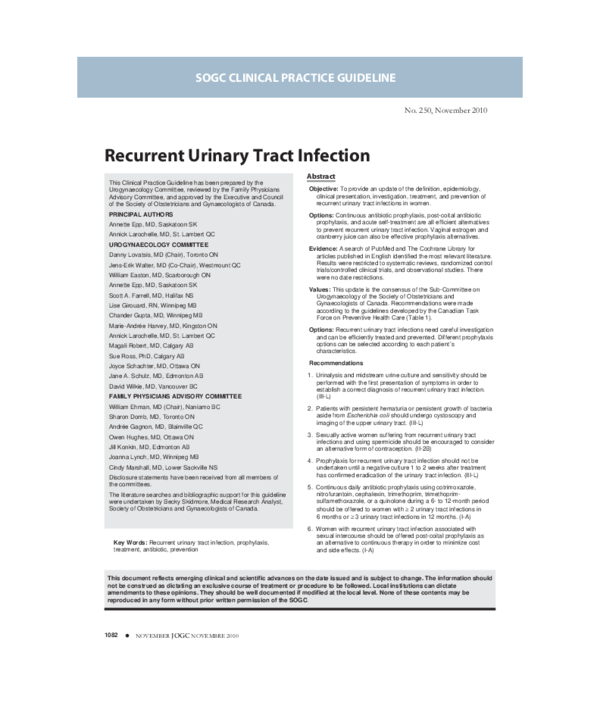(PDF) Recurrent urinary tract infection