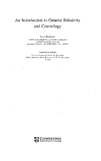 (PDF) An Introduction to General Relativity and Cosmology