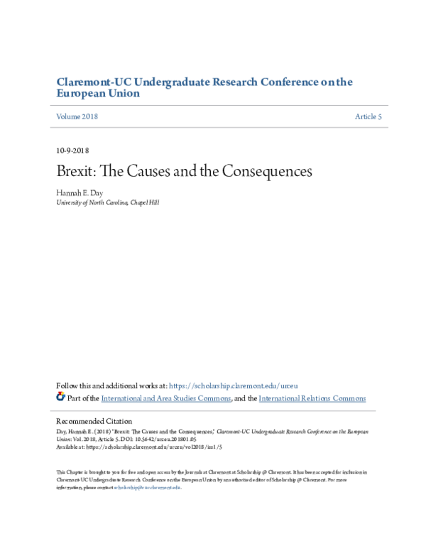 (PDF) Brexit: The Causes and the Consequences