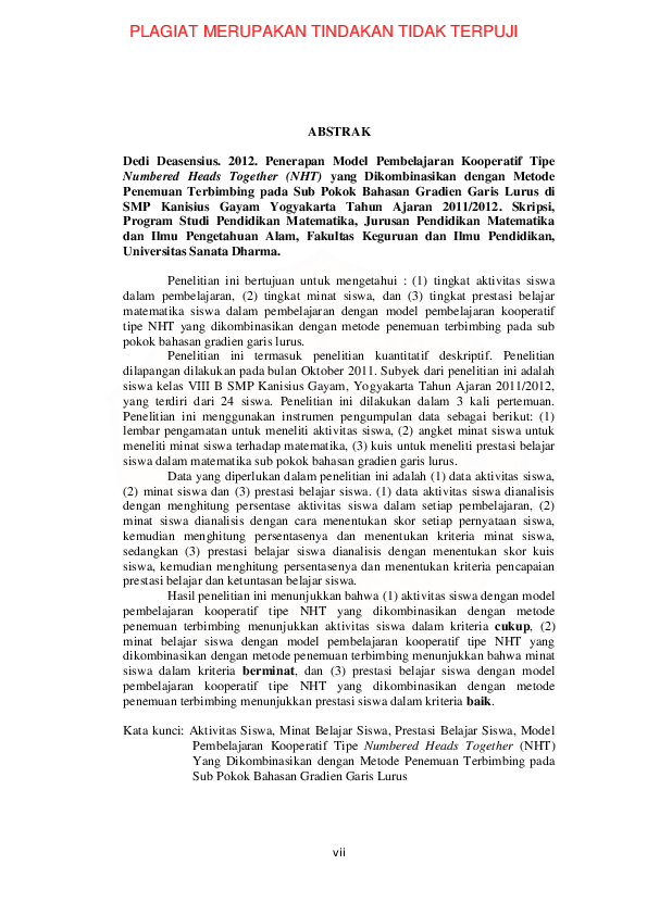 (PDF) Penerapan model pembelajaran kooperatif tipe Numbered Heads Together (NHT) yang ...