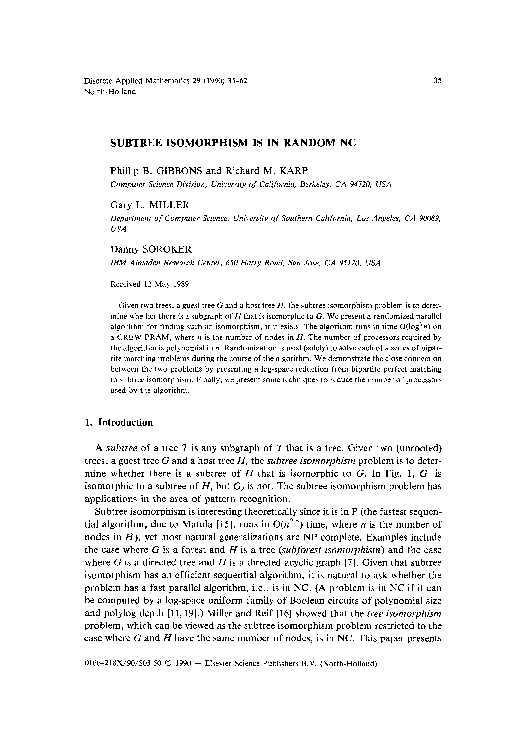 (PDF) Subtree isomorphism is in random NC