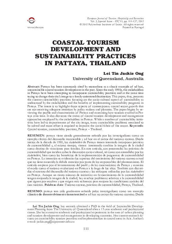 (PDF) Coastal Tourism Development and Sustainability Practices in ...