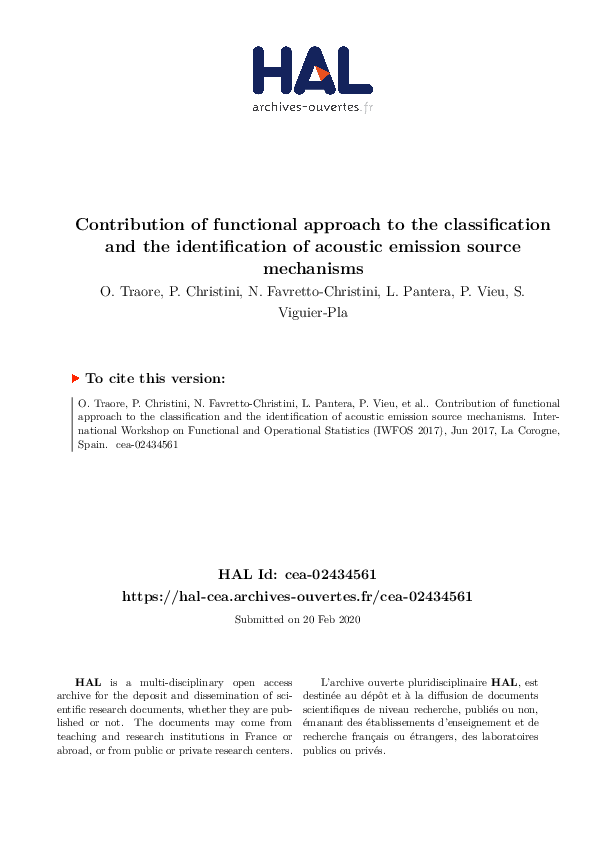 (PDF) Contribution of Functional Approach to the Classification and the Identification of ...
