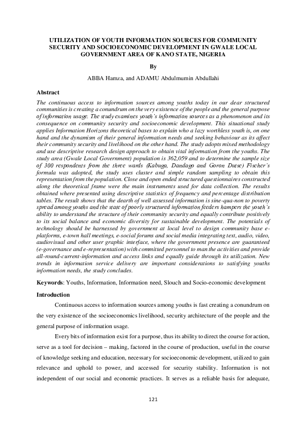 (PDF) Utilization of youth information sources for community security ...