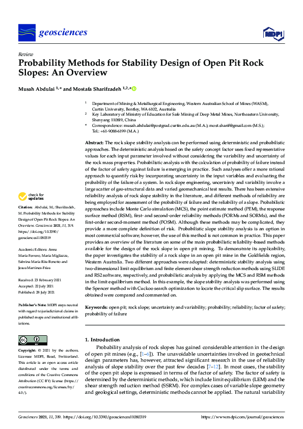 (PDF) Probability Methods for Stability Design of Open Pit Rock Slopes ...