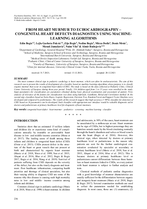 (PDF) From Heart Murmur to Echocardiography - Congenital Heart Defects Diagnostics Using Machine ...
