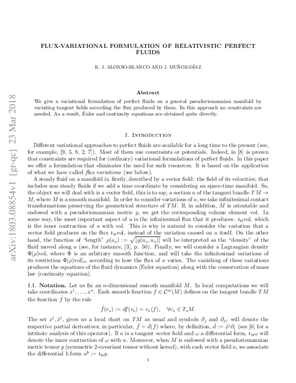 (PDF) Flux-variational formulation of relativistic perfect fluids