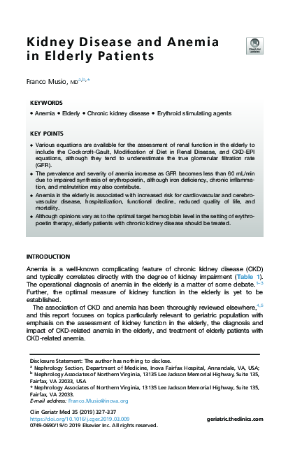 (PDF) Kidney Disease and Anemia in Elderly Patients | Franco Musio ...