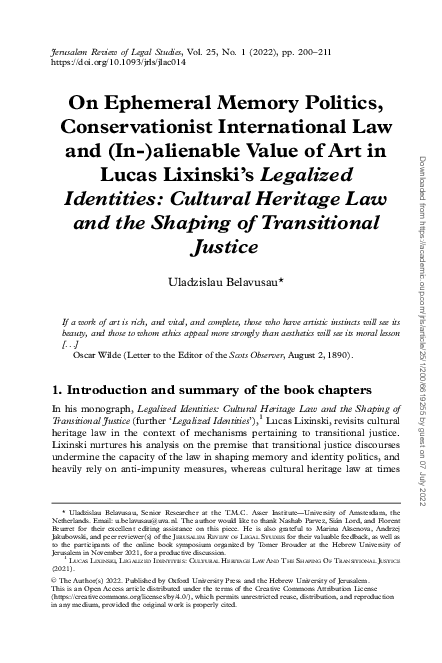 (PDF) On Ephemeral Memory Politics, Conservationist International Law ...