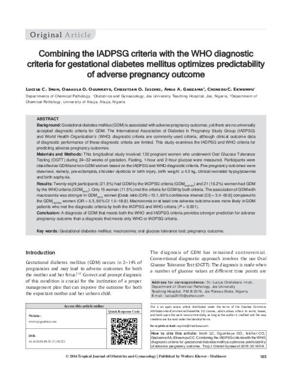 (PDF) Combining the IADPSG criteria with the WHO diagnostic criteria ...