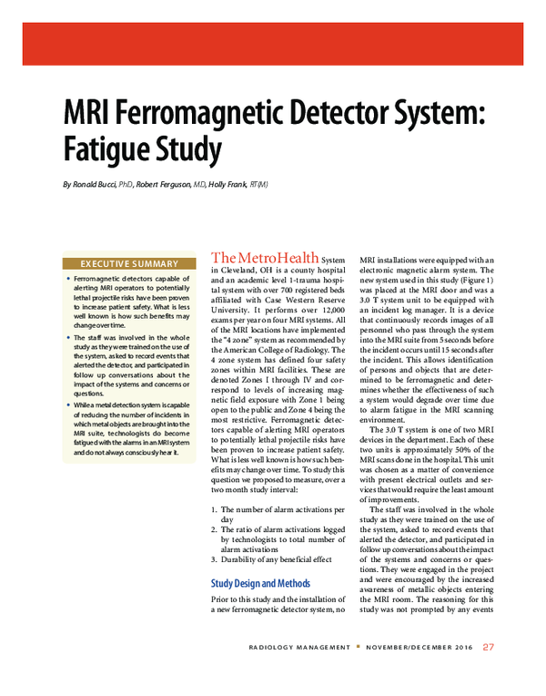(PDF) MRI Ferromagnetic Detector System: Fatigue Study