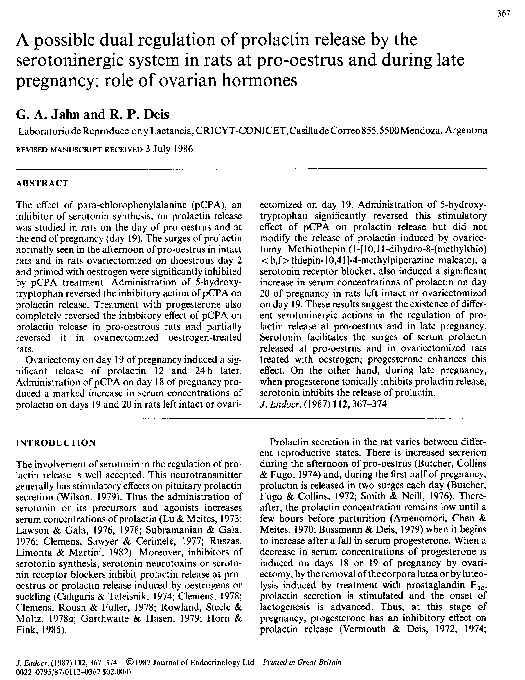 (PDF) A possible dual regulation of prolactin release by the ...